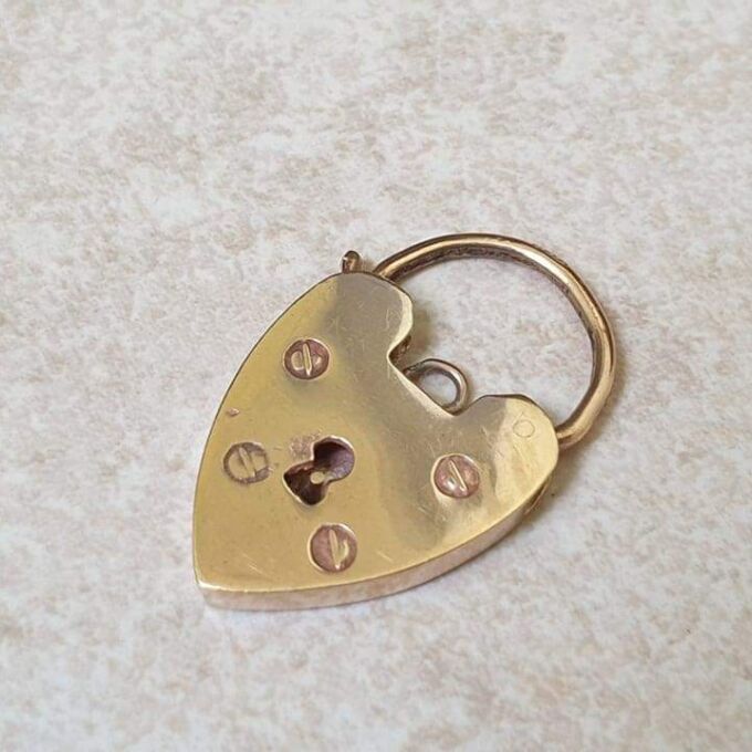 Reserved - Plain Padlock in 9ct Gold - Gems Afire - Vintage Jewellery UK