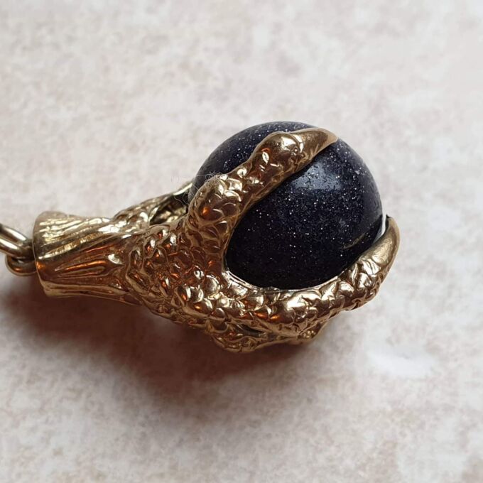 Goldstone Ball Eagle Talon Pendant in 9ct Gold - Gems Afire - Vintage ...