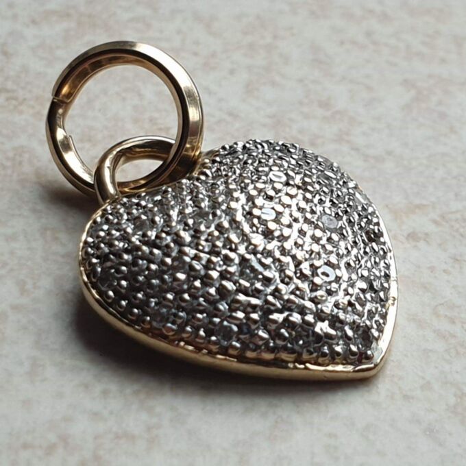 Reversible Pave Set Heart Pendant or Charm in 9ct Gold. - Gems Afire ...