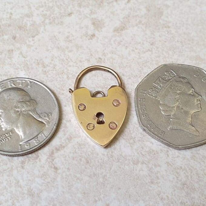 Reserved - Plain Padlock in 9ct Gold - Gems Afire - Vintage Jewellery UK