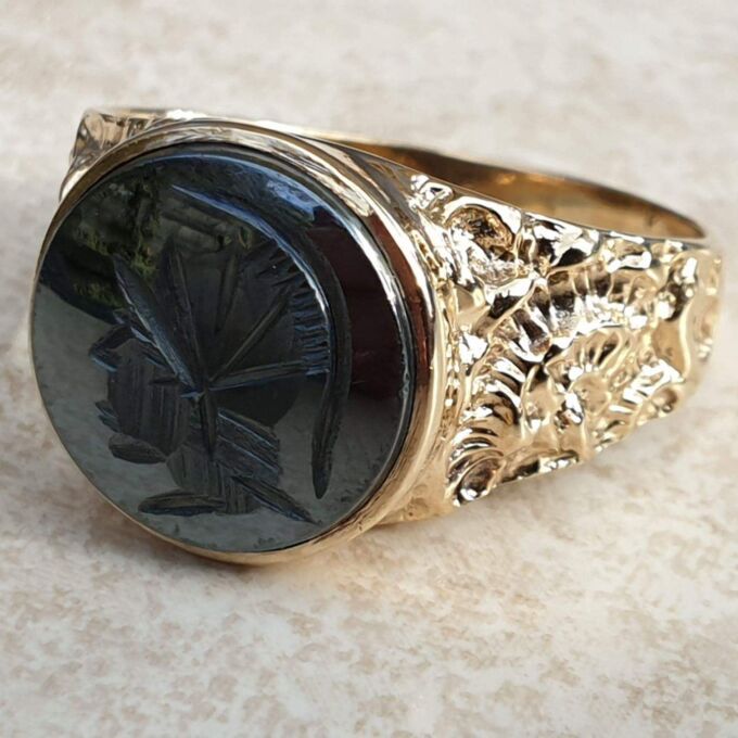 Hematite Intaglio Centurion Signet Ring in 9ct Gold. - Gems Afire ...