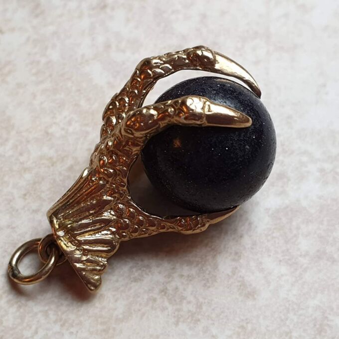 Goldstone Ball Eagle Talon Pendant in 9ct Gold - Gems Afire - Vintage ...