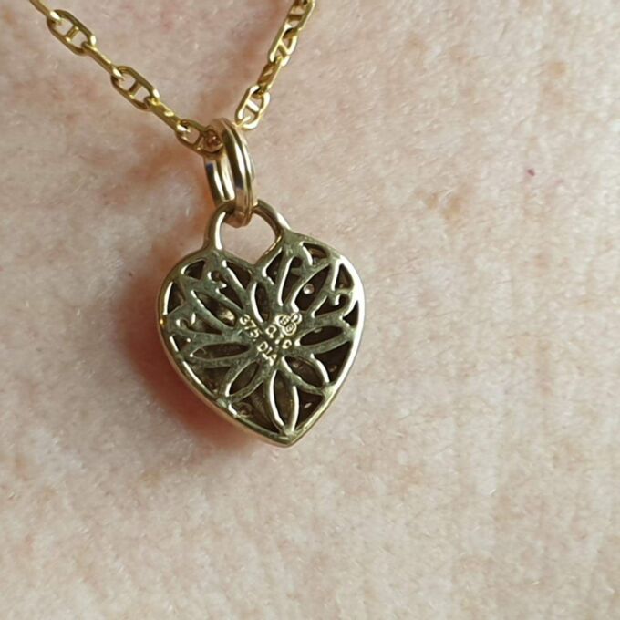 Reversible Pave Set Heart Pendant or Charm in 9ct Gold. - Gems Afire ...