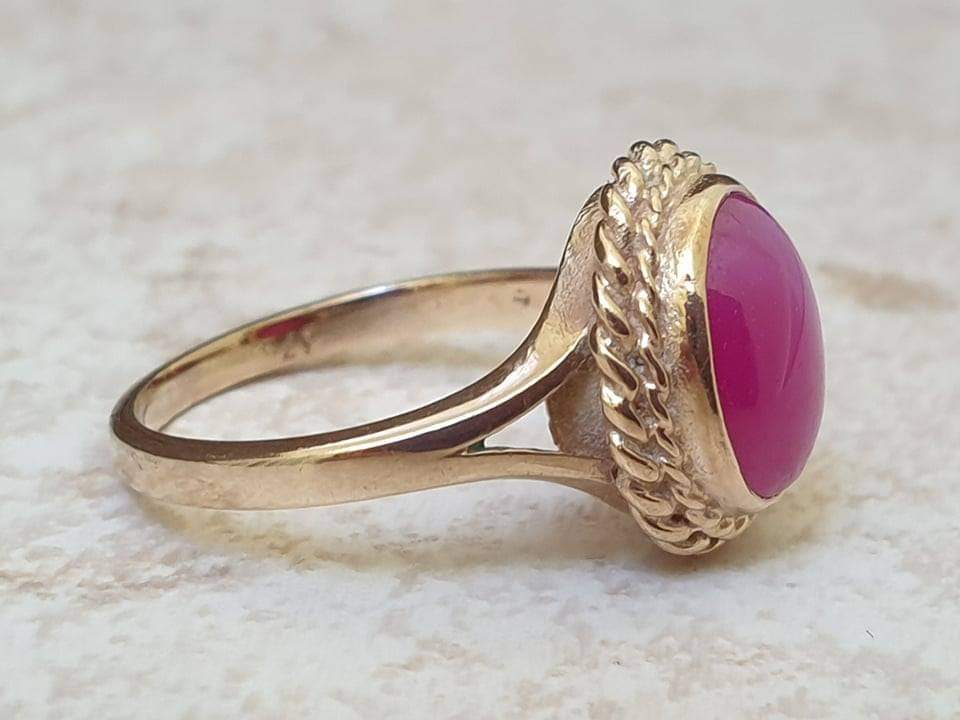 Synthetic Star Pink Ruby Ring in 9ct Gold. - Gems Afire - Preloved ...