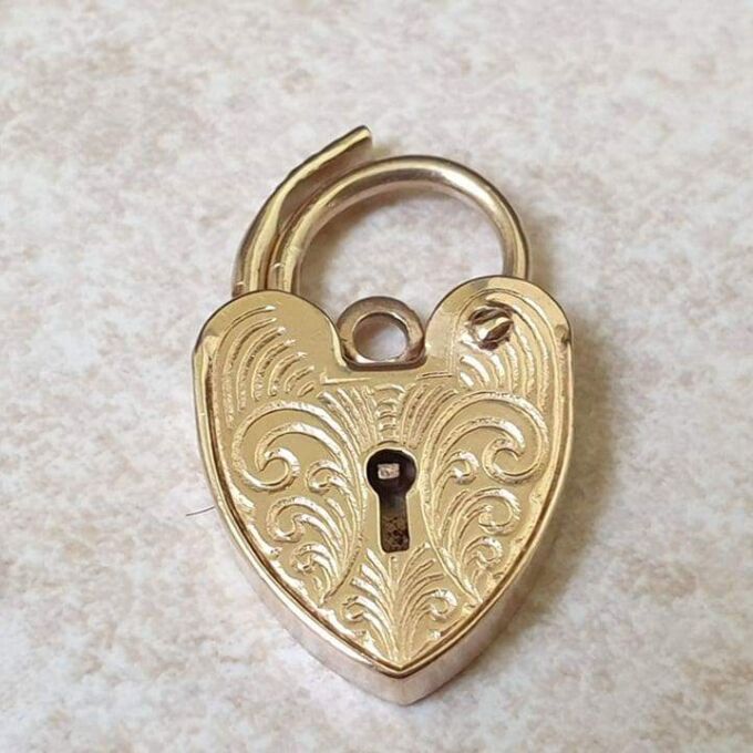 Engraved Fully Working Heart Padlock in 9ct Gold - Gems Afire - Vintage ...
