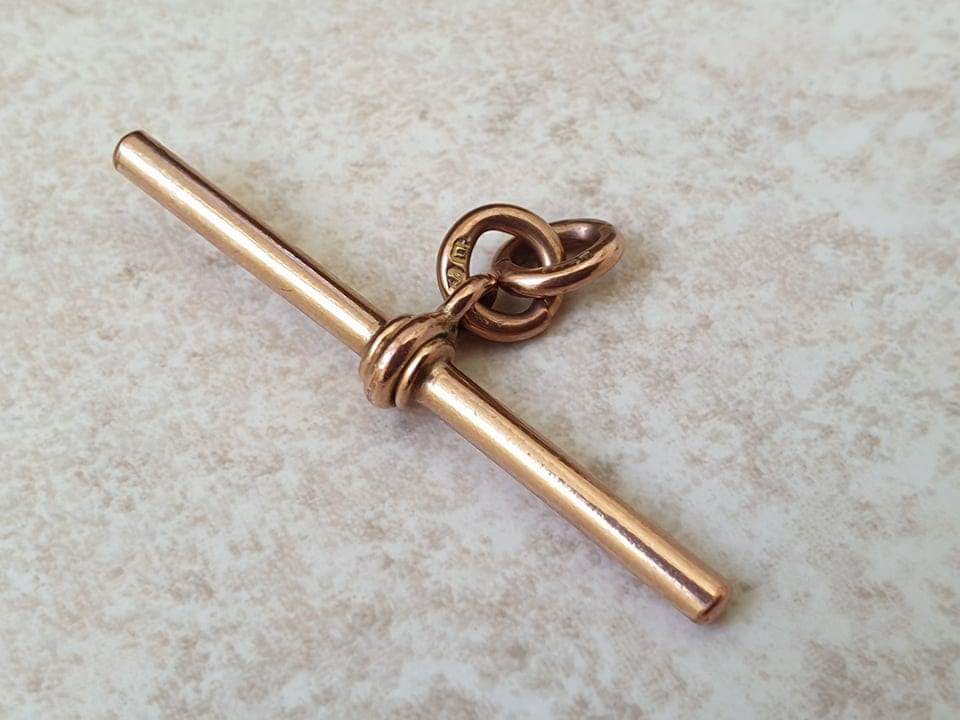 Large Albert or T Bar Fob in 9ct Rose Gold - Gems Afire - Vintage ...