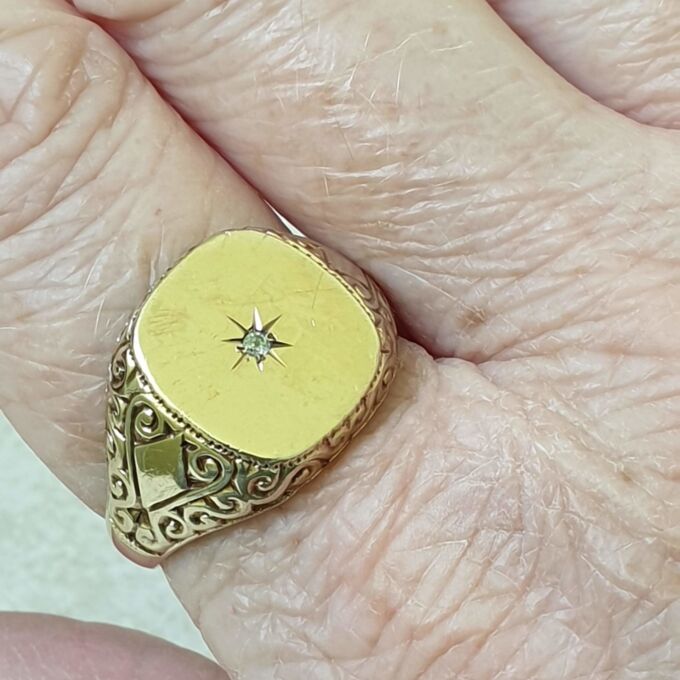 Big Ornate Signet Ring in 9ct Gold, a UK size V or a US 11. - Gems ...