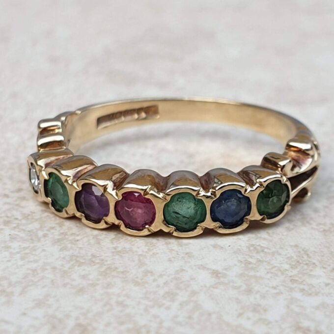 DEAREST Acrostic Ring in 9ct Gold, a UK L 1/2 or a US 6 1/4 - Gems ...