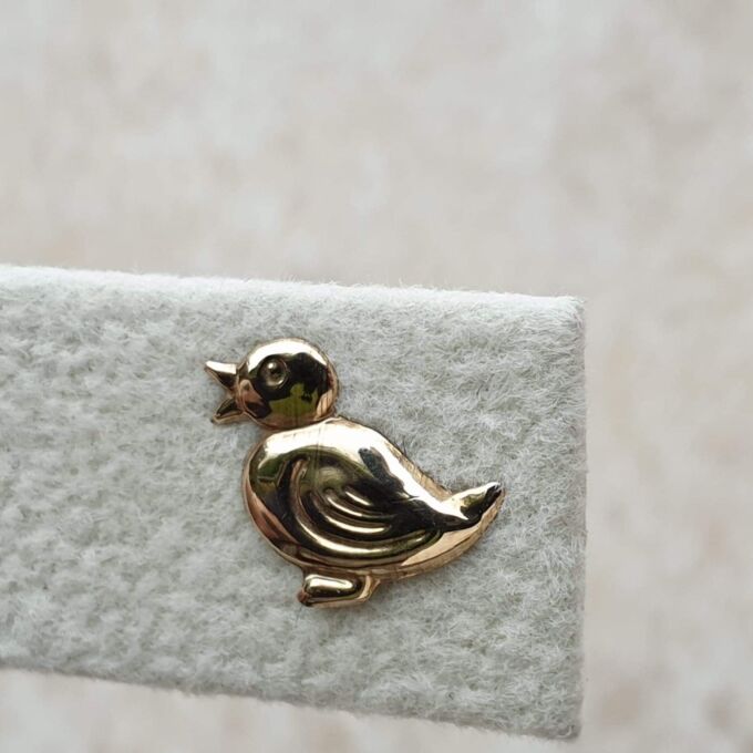 Fun Duck Earrings in 9ct Gold. - Gems Afire - Vintage Jewellery UK