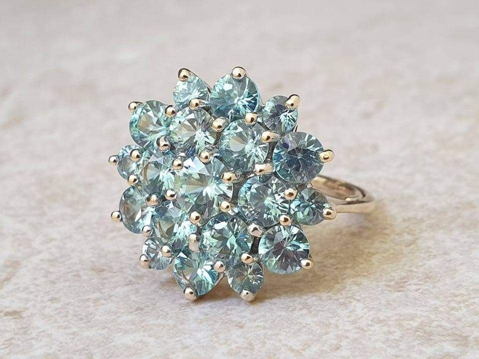 Huge Topaz Cluster Ring in 9ct Gold. - Gems Afire - Vintage Jewellery UK