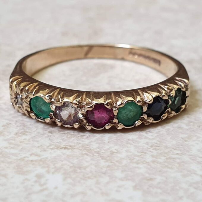 DEAREST Acrostic Ring in 9ct Gold, a UK M 1/2 or a US 6 3/4 - Gems ...