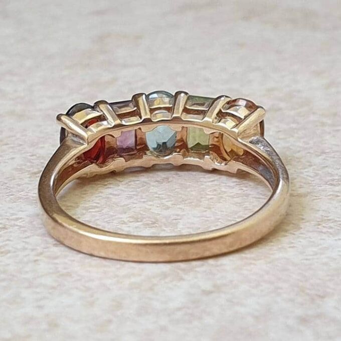 Reserved - Rainbow Multi Stone Ring in 9ct Gold, a UK M 1/2 or a US 6 1 ...