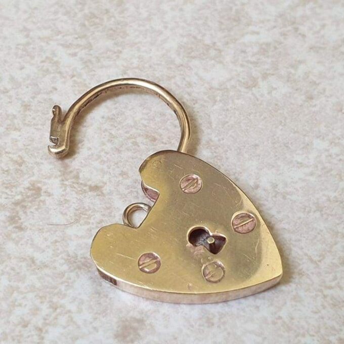 Reserved - Plain Padlock in 9ct Gold - Gems Afire - Vintage Jewellery UK