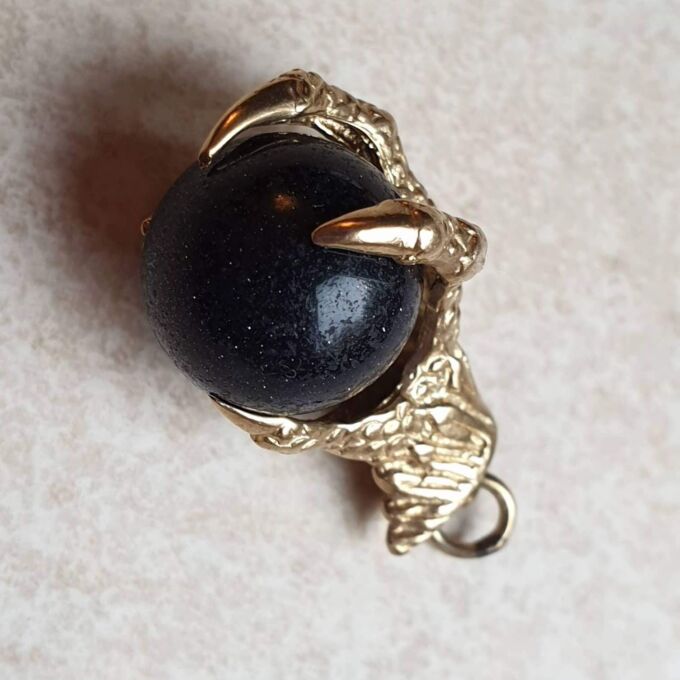 Goldstone Ball Eagle Talon Pendant in 9ct Gold - Gems Afire - Vintage ...