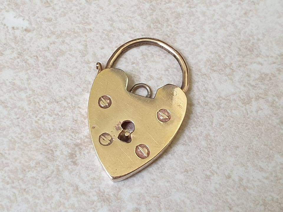 Reserved - Plain Padlock in 9ct Gold - Gems Afire - Vintage Jewellery UK