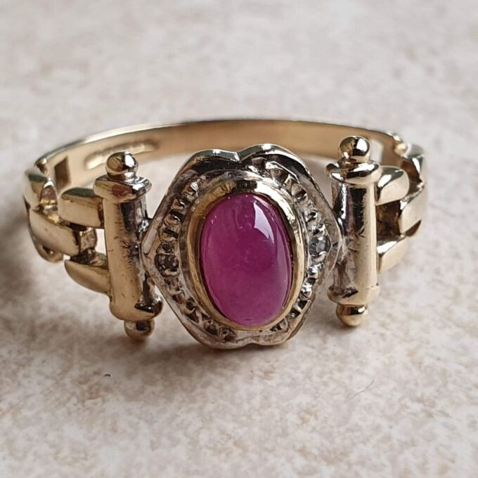 Ruby Cabochon Ring in 9ct Gold, a UK N 1/2 or a US 7 1/4 - Gems Afire ...