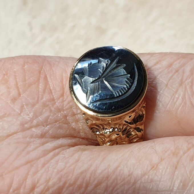 Hematite Intaglio Centurion Signet Ring in 9ct Gold. - Gems Afire ...