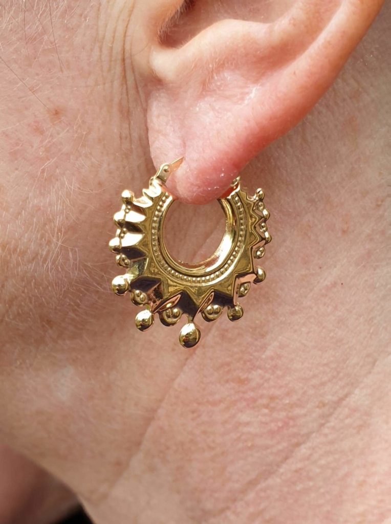 Gypsy Style Creole Earrings in 9ct Gold. - Gems Afire - Preloved ...