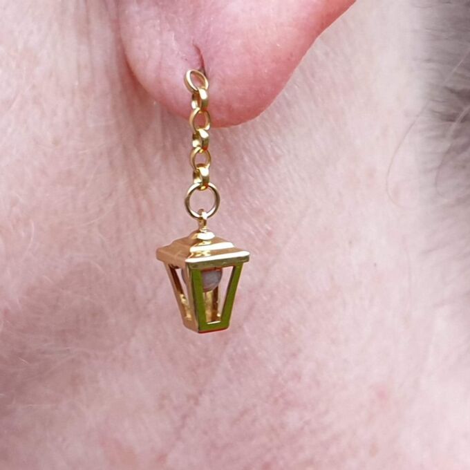 Lantern Earring in 9ct Gold - Gems Afire - Vintage Jewellery UK