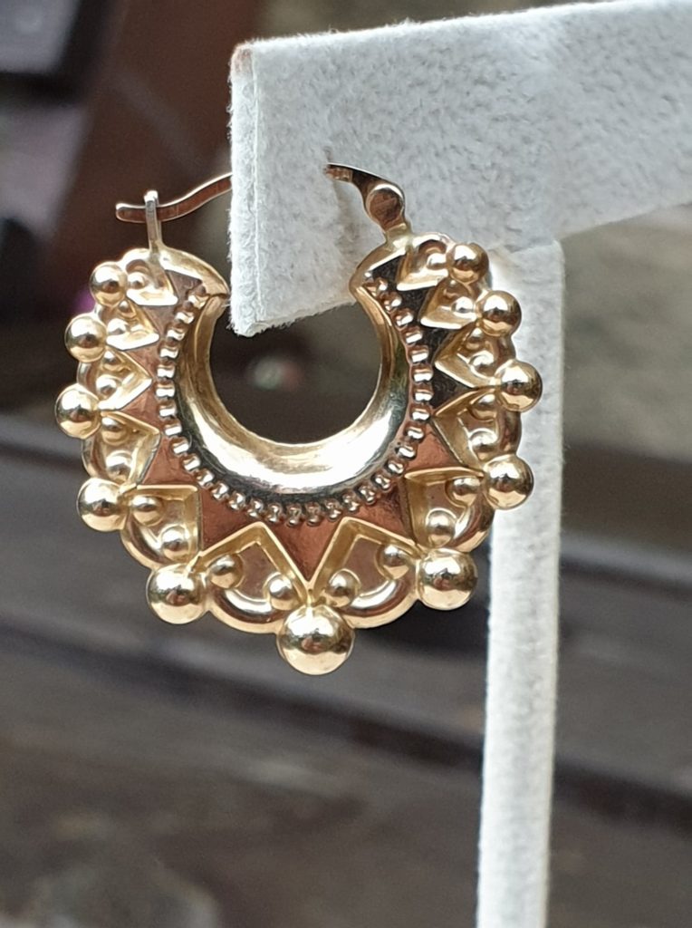 Gypsy Hoop Earrings in 9ct Gold - Gems Afire - Preloved Vintage Fine ...