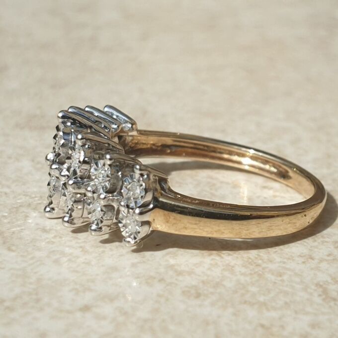 Two Row Diamond Set Ring in 9ct Gold, a UK L 1/2 or a US 6 1/4 - Gems ...