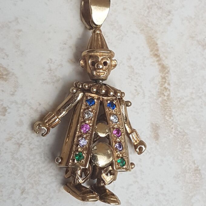 Fabulous Articulated Clown Pendant in 9ct Gold - Gems Afire - Vintage ...