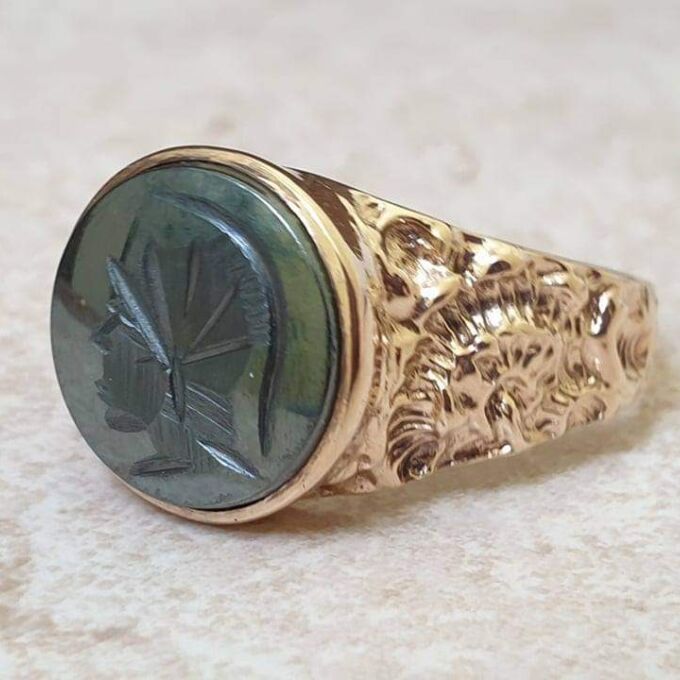 Hematite Intaglio Centurion Signet Ring in 9ct Gold. - Gems Afire ...