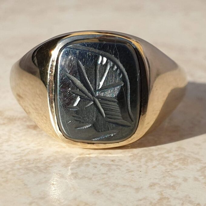 Hematite Centurion Ring in 9ct Gold, a UK size T or a US 10. - Gems ...