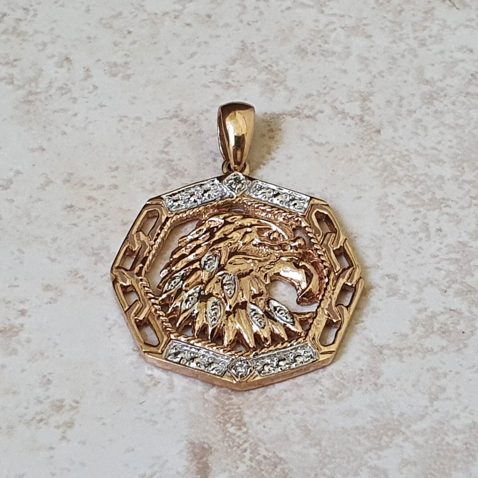 Eagle Pendant in 9ct Gold - Gems Afire - Vintage Jewellery UK