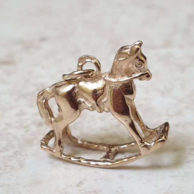 Rocking Horse Charm Pendant in 9ct Gold - Gems Afire - Vintage Jewellery UK