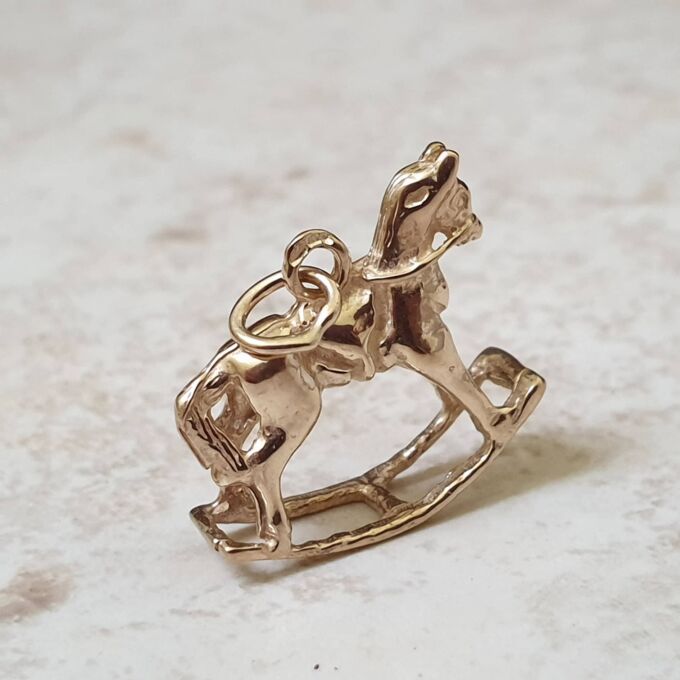 Rocking Horse Charm Pendant in 9ct Gold - Gems Afire - Vintage Jewellery UK