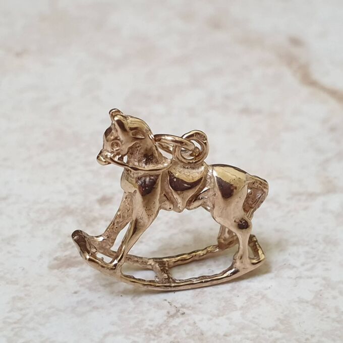 Rocking Horse Charm Pendant in 9ct Gold - Gems Afire - Vintage Jewellery UK