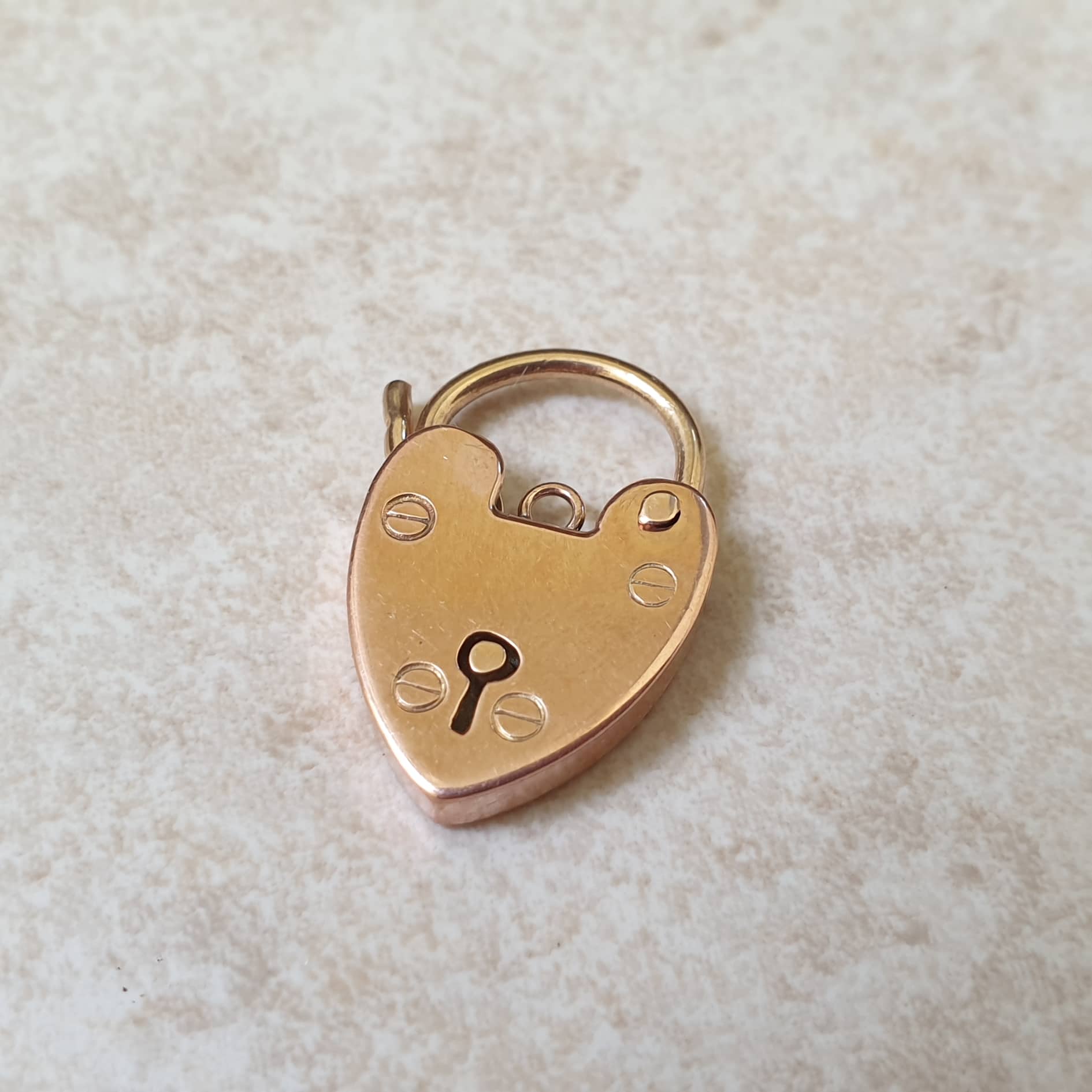 Plain Heart padlock in 9ct Rose Gold - Gems Afire - Vintage Jewellery UK