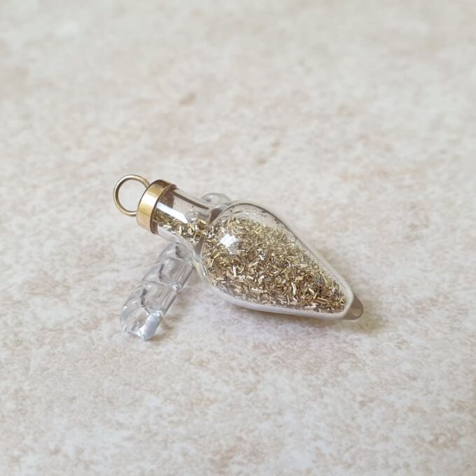 Potion Bottle Gold Flake Pendant - Gems Afire - Vintage Jewellery UK