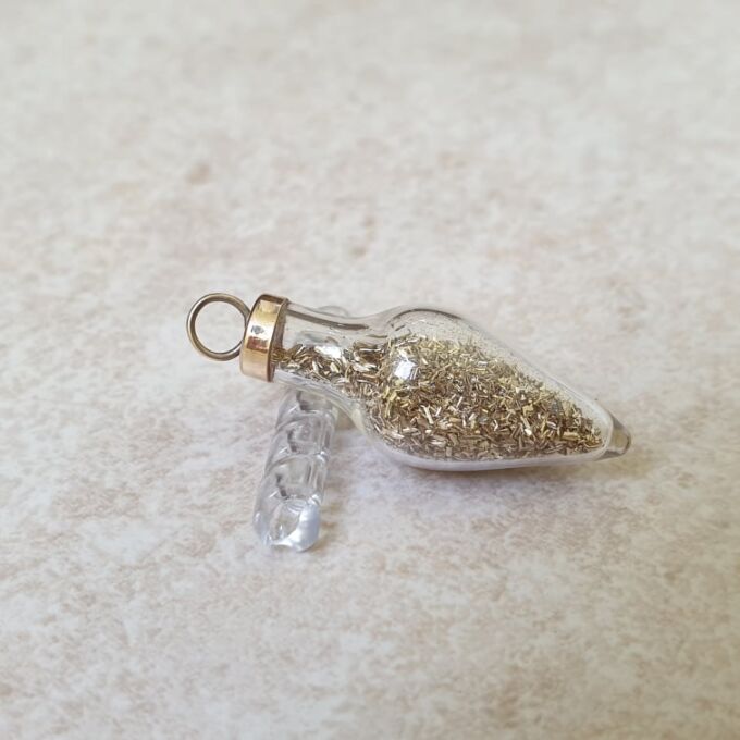 Potion Bottle Gold Flake Pendant - Gems Afire - Vintage Jewellery UK