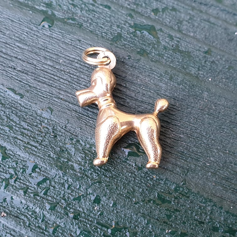Poodle Charm Pendant in 9ct Gold - Gems Afire - Vintage Jewellery UK