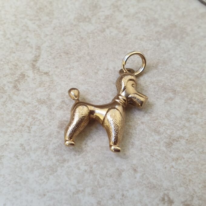 Poodle Charm Pendant in 9ct Gold - Gems Afire - Vintage Jewellery UK