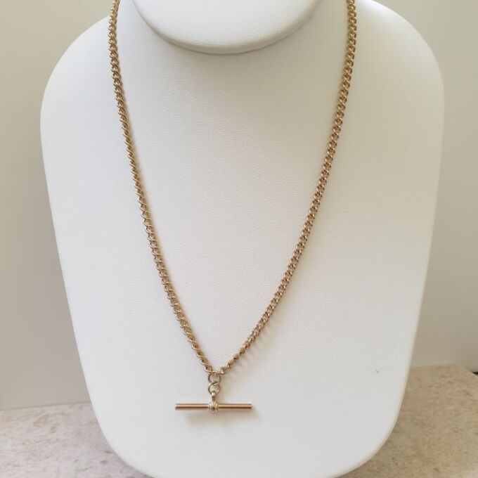 Reserved - T Bar Chain in 9ct Gold, 18 inches - Gems Afire - Vintage ...