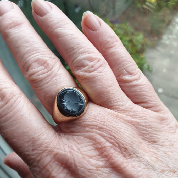 Heavyweight Onyx Centurion Signet Ring in 9ct Gold - Gems Afire ...