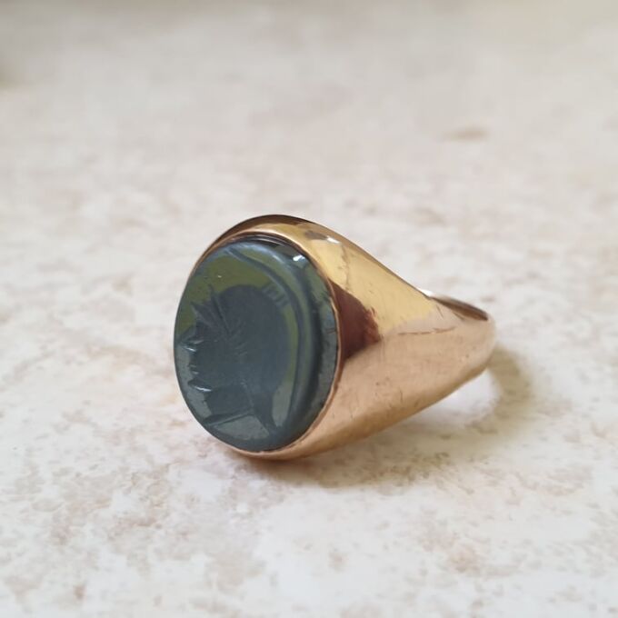 Heavyweight Onyx Centurion Signet Ring in 9ct Gold - Gems Afire ...