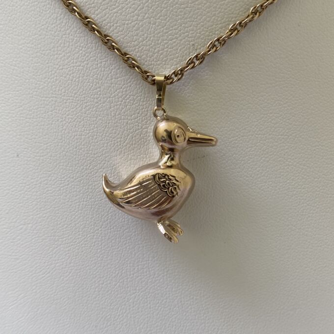 Duck Pendant in 9ct Gold - Gems Afire - Vintage Jewellery UK