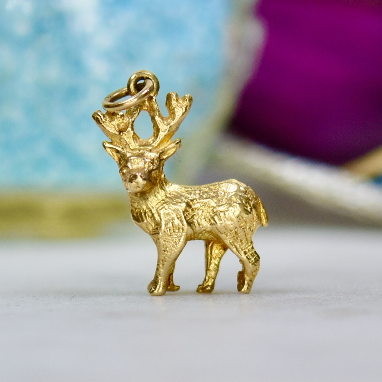Stag Pendant in 9ct Gold - Gems Afire - Vintage Jewellery UK