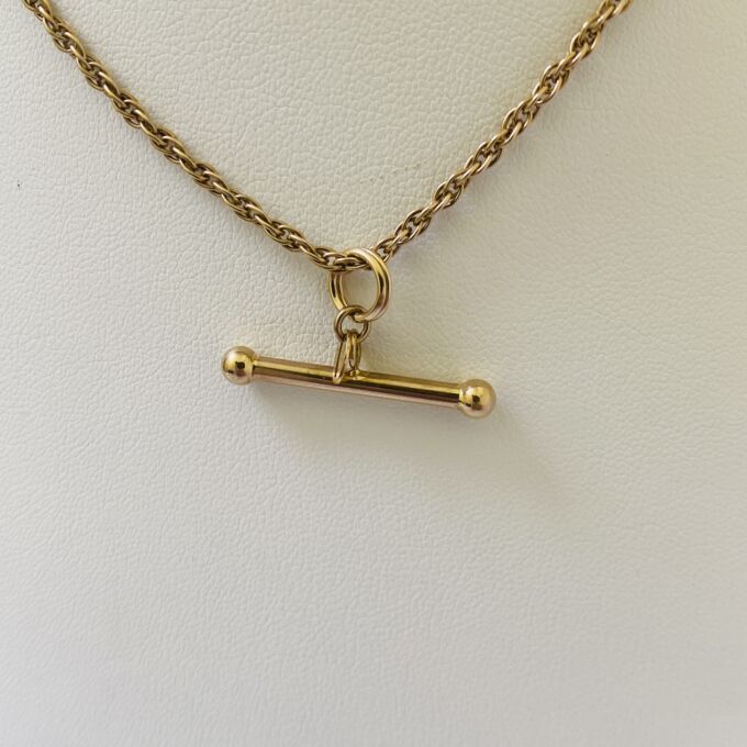 Simple T Bar in 9ct Gold - Gems Afire - Vintage Jewellery UK