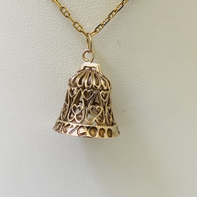 Good Luck Bell in 9ct Gold - Gems Afire - Vintage Jewellery UK
