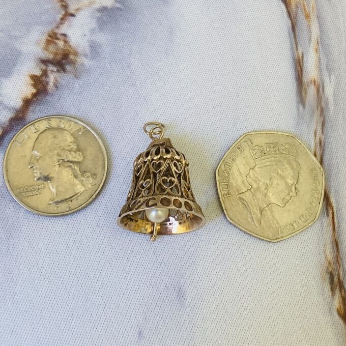 Good Luck Bell in 9ct Gold - Gems Afire - Vintage Jewellery UK