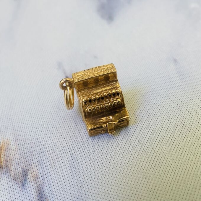 Vintage Cash Register Charm Pendant in 9ct Gold - Gems Afire - Vintage ...