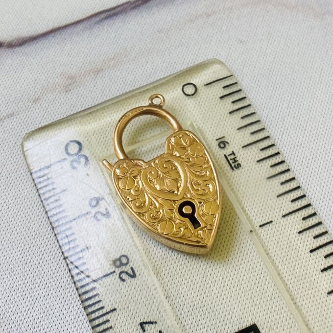 Edwardian Engraved Padlock in 9ct Gold - Gems Afire - Vintage Jewellery UK