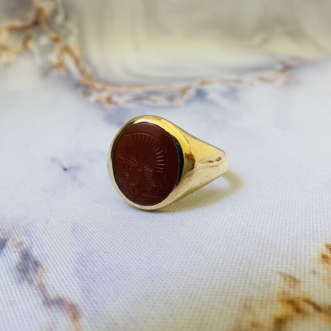 Reserved - Carnelian Centurion Signet Ring in 9ct Gold - Gems Afire ...