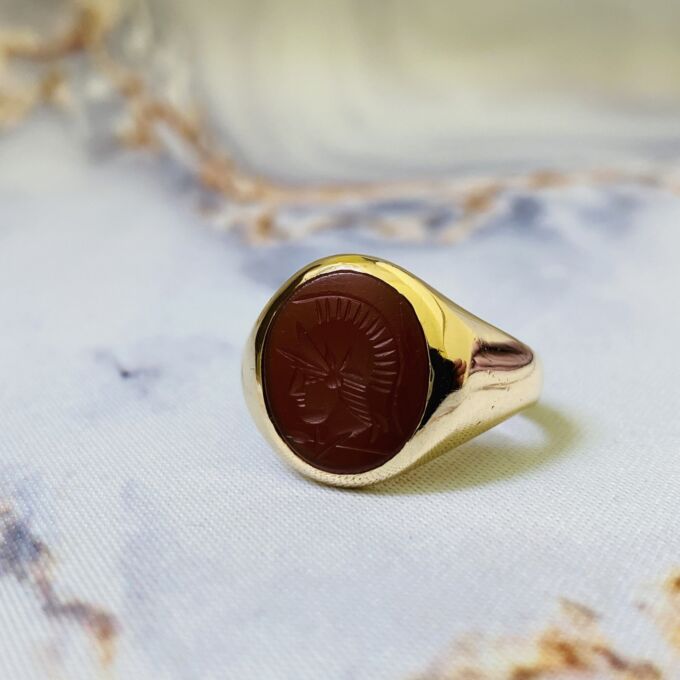 Reserved - Carnelian Centurion Signet Ring in 9ct Gold - Gems Afire ...