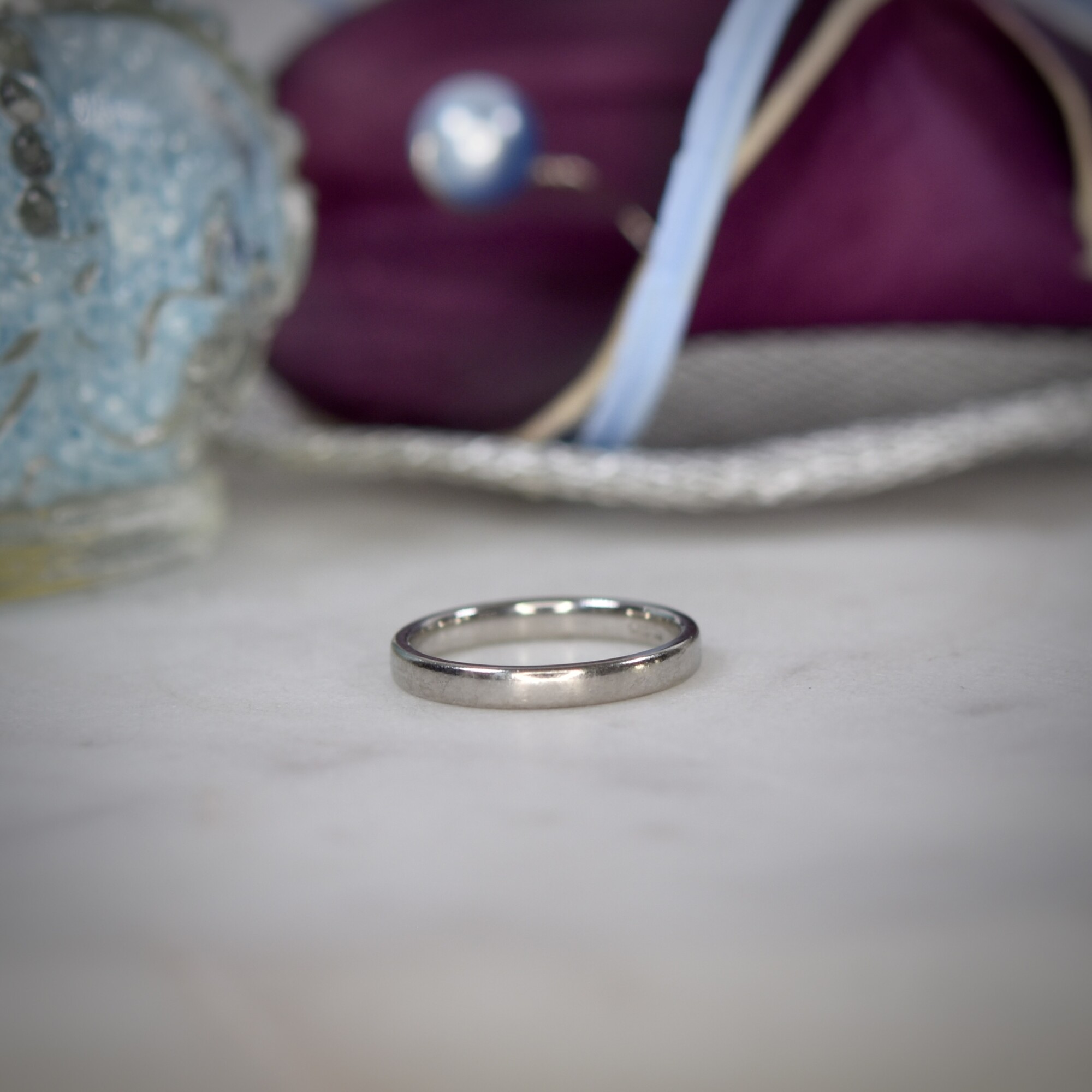 Simple Band Ring in Platinum - Gems Afire - Vintage Jewellery UK